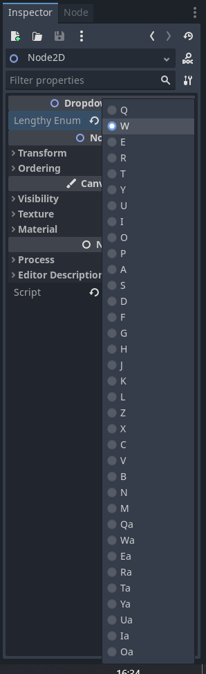 Some dropdowns in inspector fail when dropdown would go off screen ...
