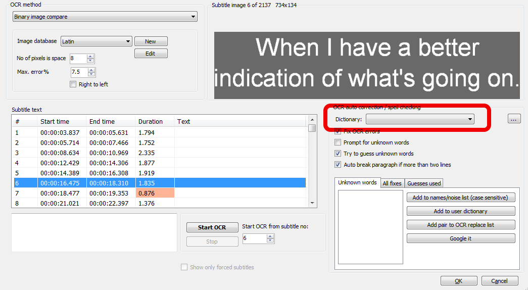 Import/OCR Blu-ray subtitles dialog - Empty Dictionary combobox causing NullReferenceException ...