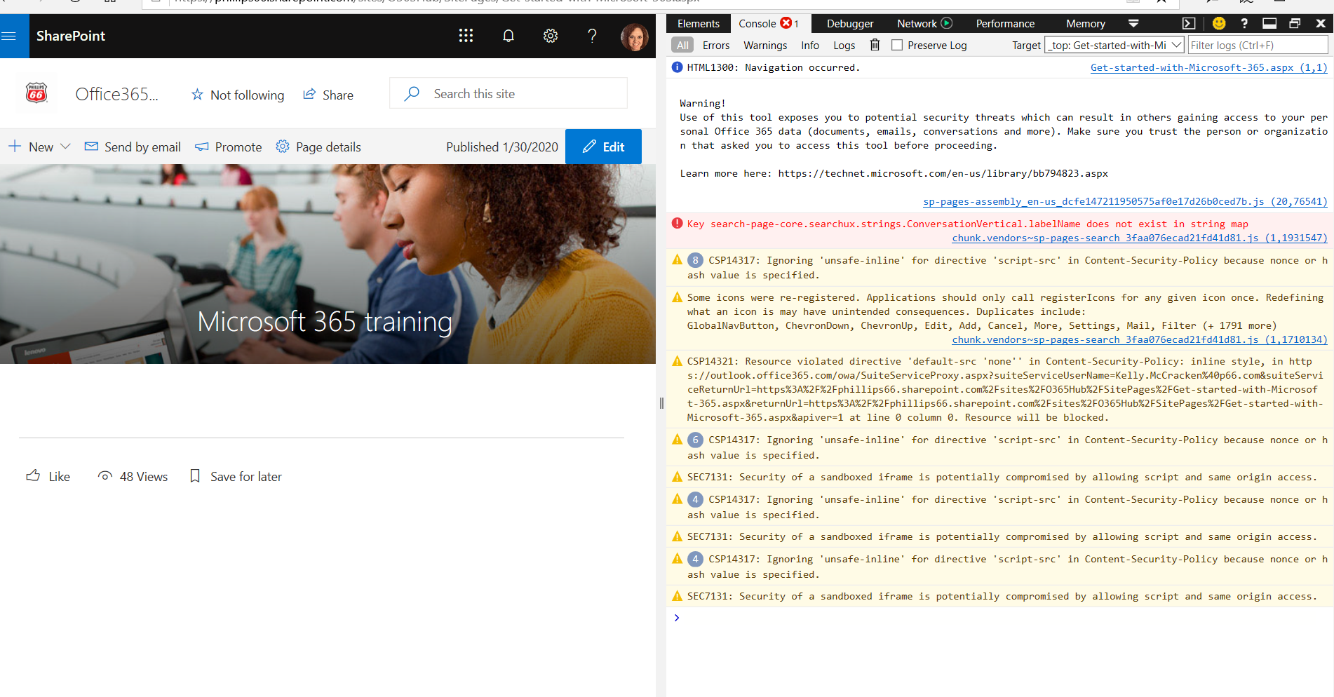 [BUG] Edge Browser Errors · Issue #217 · pnp/custom-learning-office-365 · GitHub