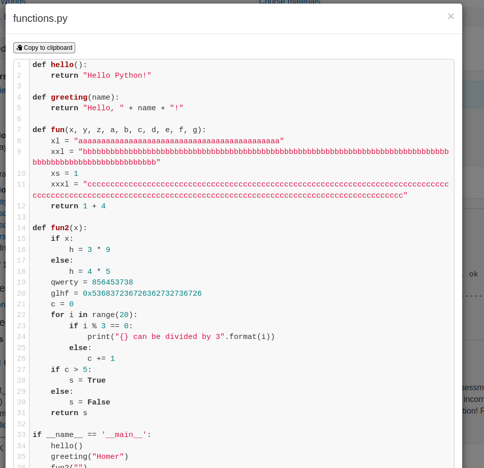The submission file dialog and the inspect page mess up lines and line ...