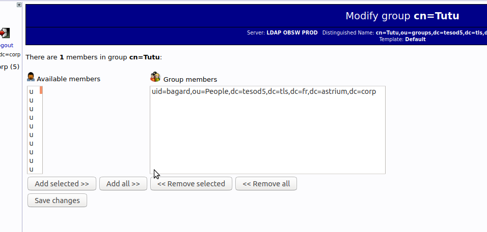Problem with available members select list when trying to add uniqueMember to a ...
