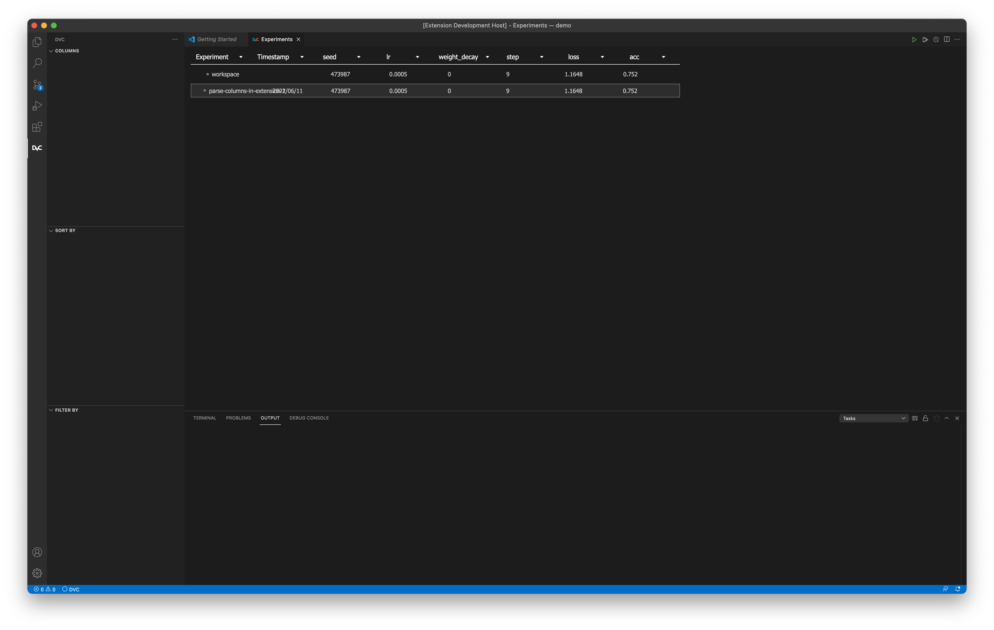 Show/Hide Columns TreeView · Issue #359 · iterative/vscode-dvc · GitHub