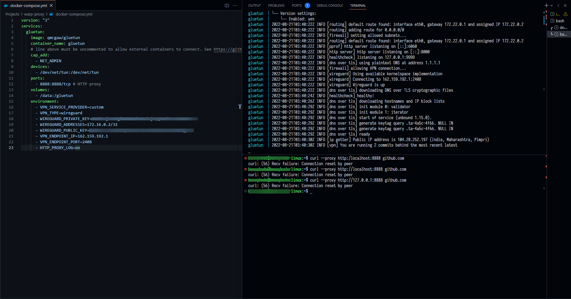 Unable to connect to Proxy Server · qdm12 gluetun · Discussion #1112 · GitHub