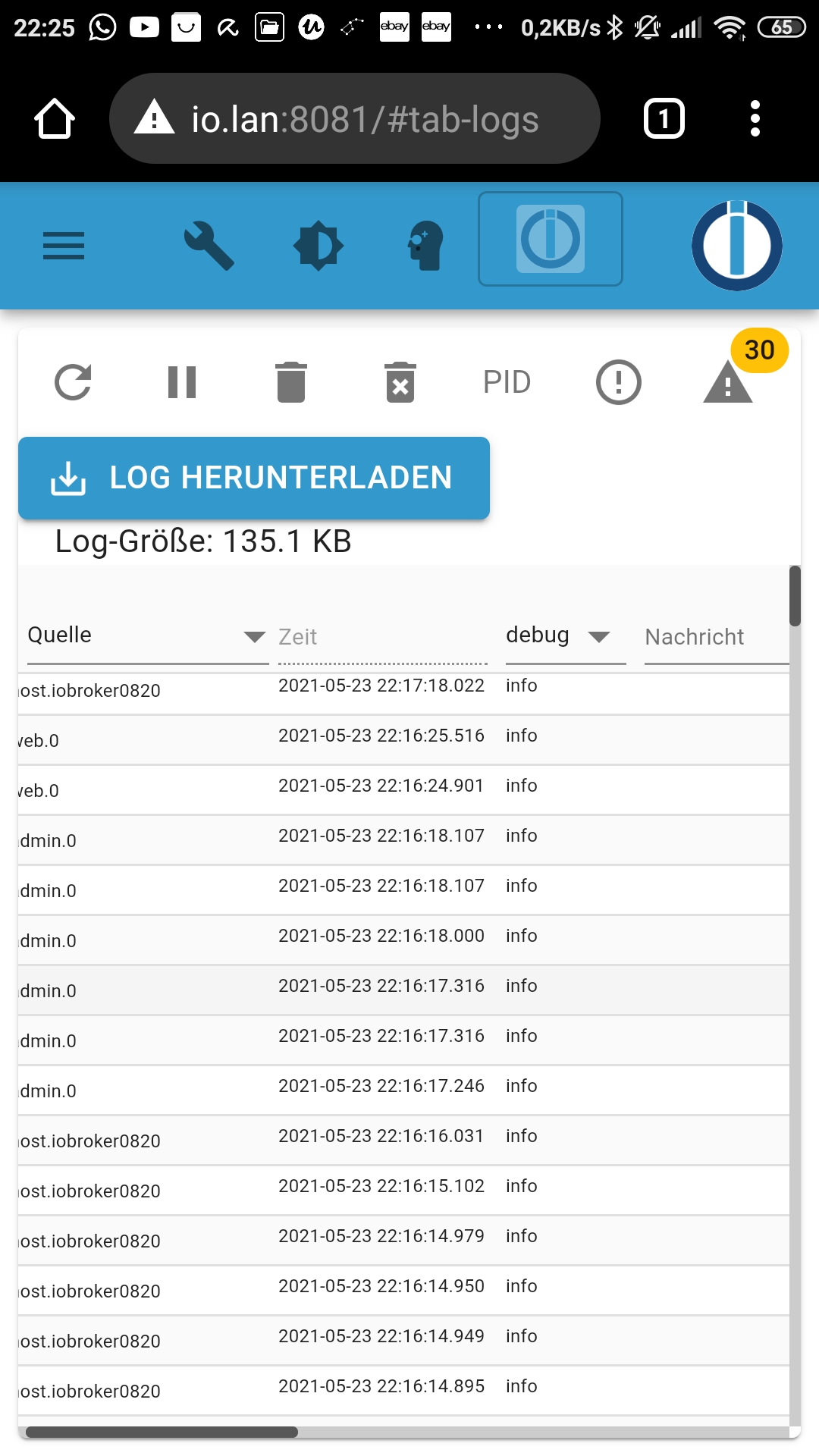 Log Message empty · Issue #920 · ioBroker/ioBroker.admin · GitHub