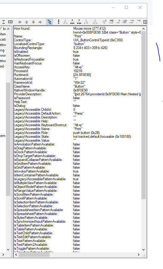 Not able to click on print button when the window application under ...