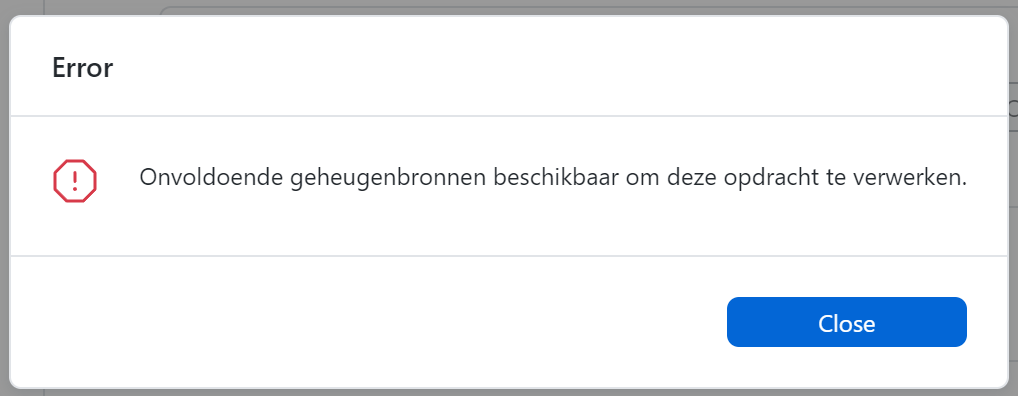 Insufficient Memory Resources Available To Process This Command