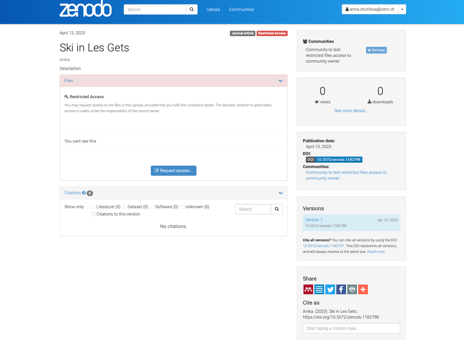 Investigation: grant access to restricted record for the community ...