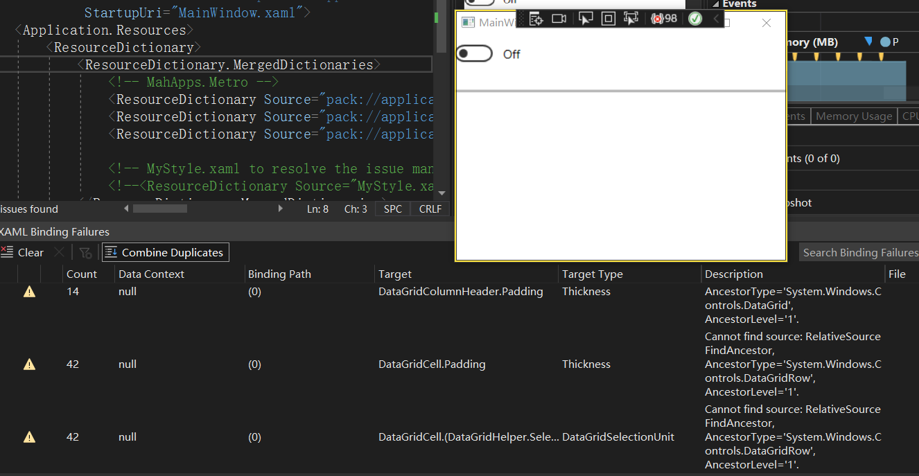 DataGrid shows System.Windows.Data Warning · Issue #4180 · MahApps ...