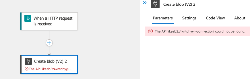 Unable To Create Blob Using Api Connection Connection Error The Api 3165