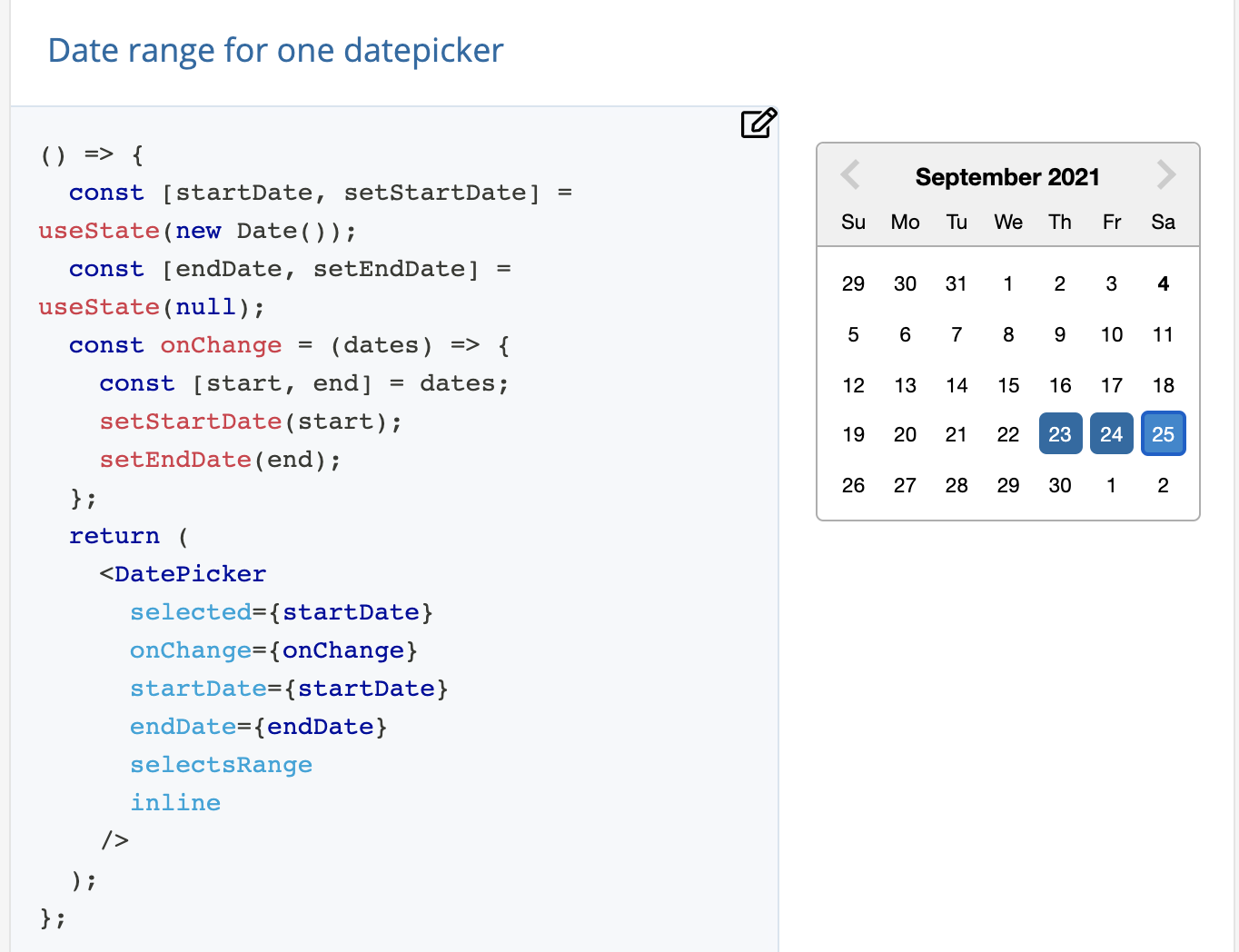 Selecting an end Date for Date Range picker shows the day highlighted for all months · Issue ...