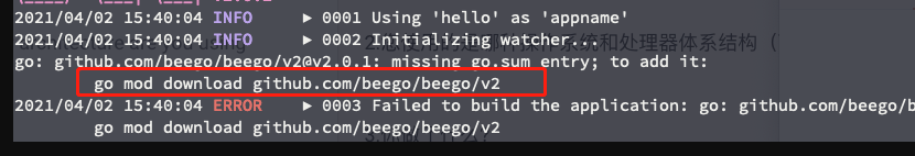 文档中的快速入门无法成功 · Issue #4559 · beego/beego · GitHub