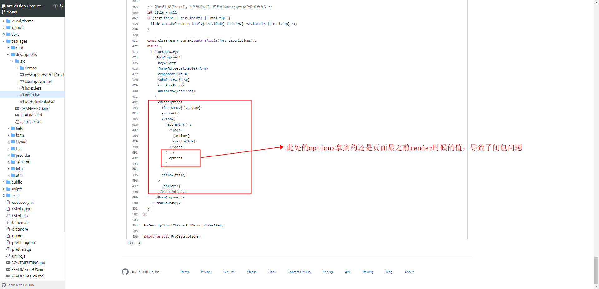 ProDescriptions中传入columns时，action操作项未被更新，导致操作项中的值还是拿到第一次render时候的值，闭包问题🐛[BUG] · Issue #4371 ...