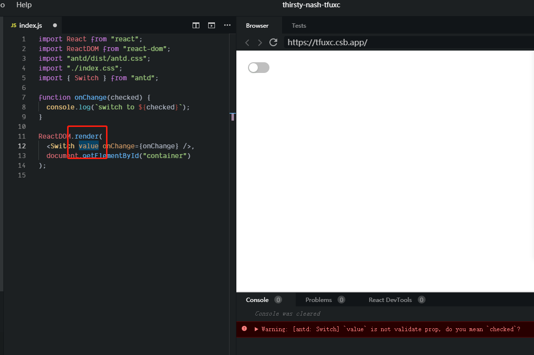 Value prop on Switch, Checkbox, Upload warning · Issue #18721 · ant-design/ant-design · GitHub