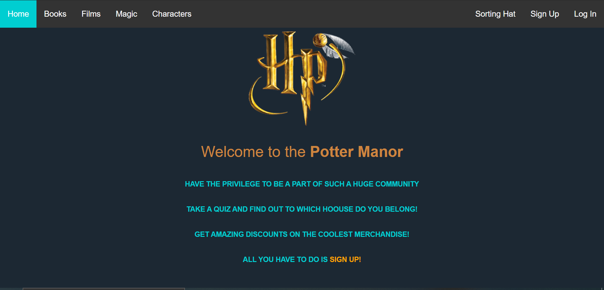 GitHub - vrindagoel/Harry-Potter-Website: Developed a fun to visit ...