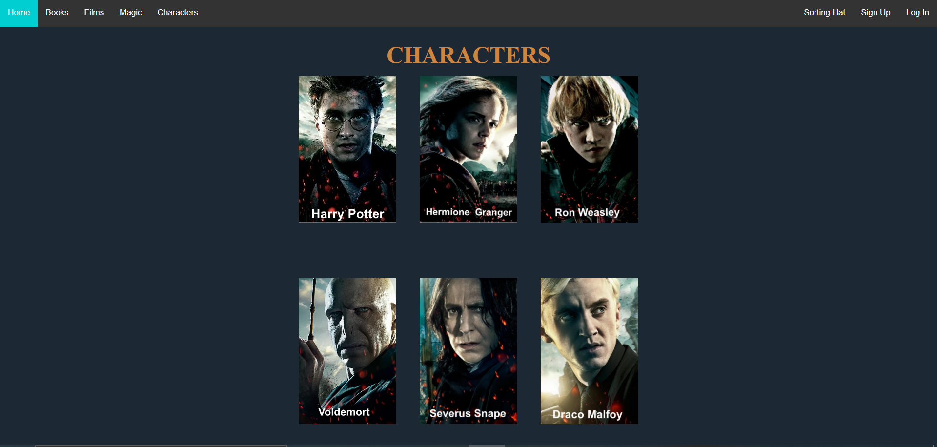 GitHub - vrindagoel/Harry-Potter-Website: Developed a fun to visit ...