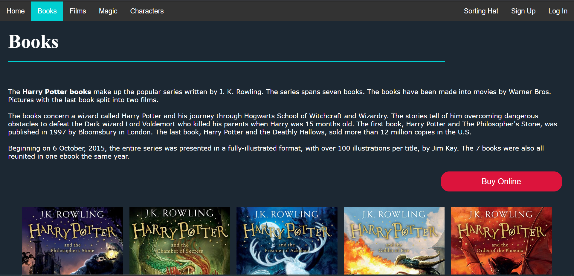 GitHub - vrindagoel/Harry-Potter-Website: Developed a fun to visit ...