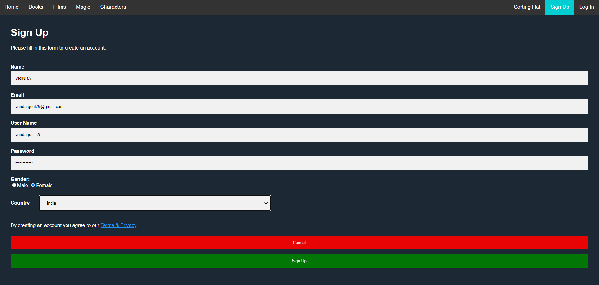 GitHub - vrindagoel/Harry-Potter-Website: Developed a fun to visit ...
