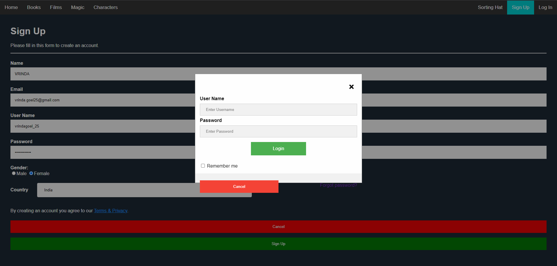 GitHub - vrindagoel/Harry-Potter-Website: Developed a fun to visit ...