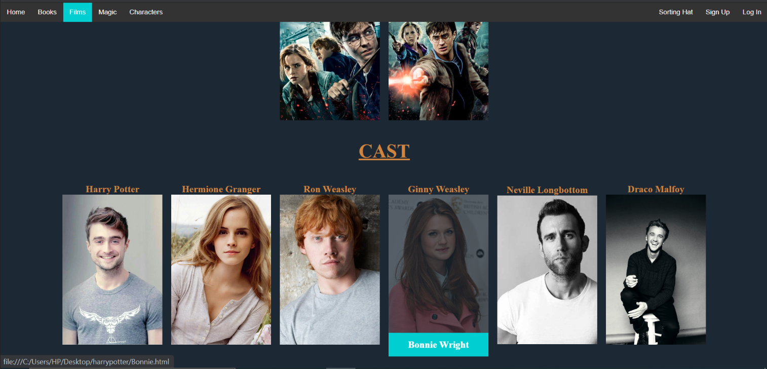 GitHub - vrindagoel/Harry-Potter-Website: Developed a fun to visit ...