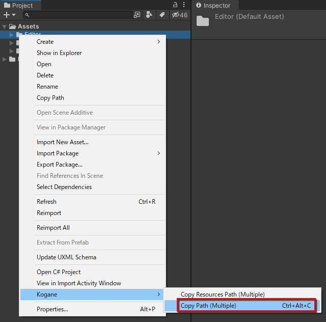 GitHub - baba-s/Kogane.CopyAssetPathMultipleMenuItem: 【Unity】Project ビューで複数のアセットのパスをコピーできるようにする ...