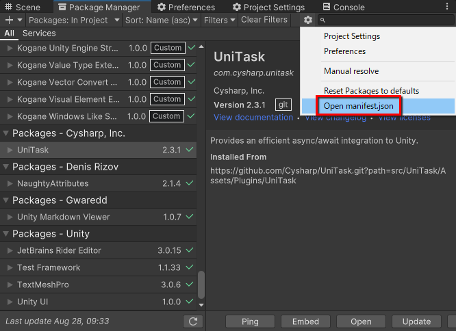 GitHub - baba-s/Kogane.PackageManagerOpenManifestJsonMenu: 【Unity】Package Manager に manifest ...