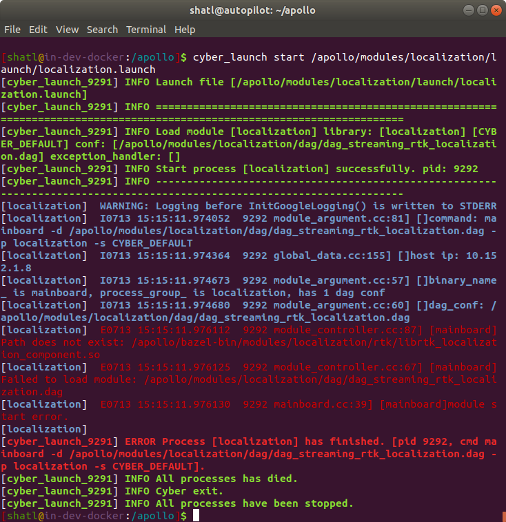 Error launch rtk_localization · Issue #11767 · ApolloAuto/apollo · GitHub