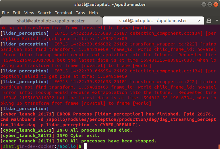 Error Launch Perception Module · Issue 11793 · Apolloautoapollo · Github