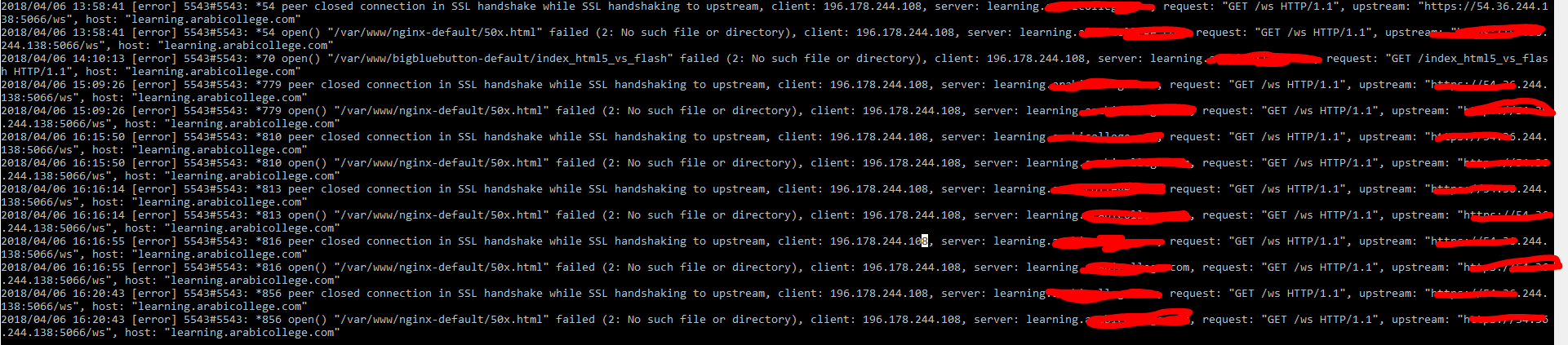 The following WebRTC issues have been detected: Error 1002: Can not establish a WebSocket ...
