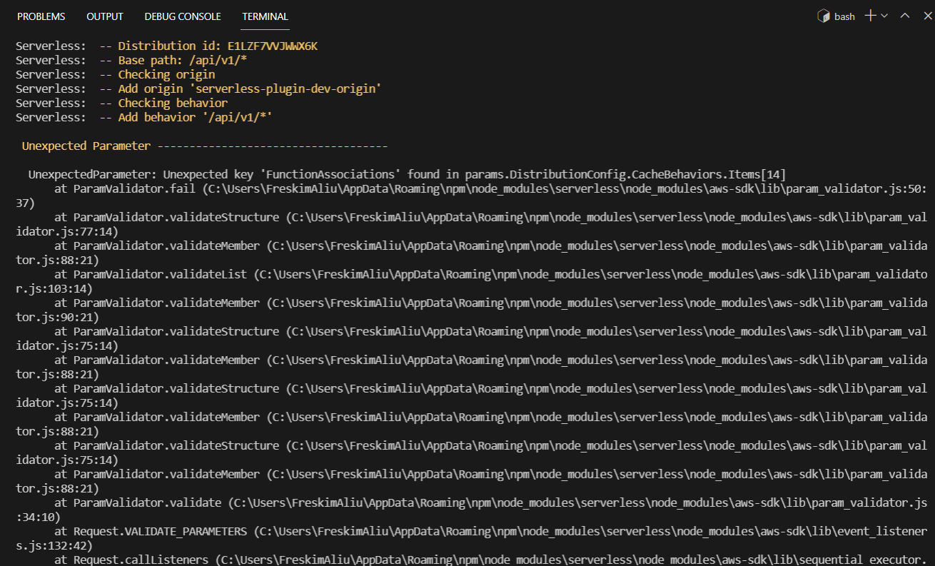 Unexpected Parameter Error · Issue #4 · neovasili/serverless-cloudfront-api-route · GitHub