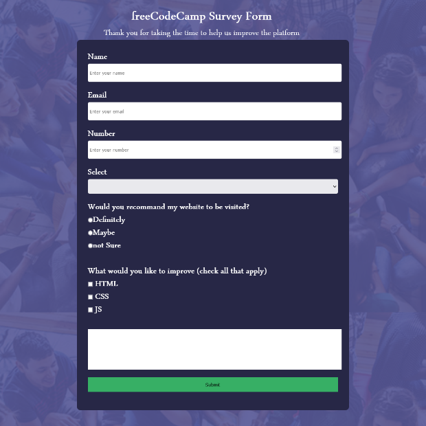 GitHub - alsuhaibi96/survey-website: A template that has a form element ...