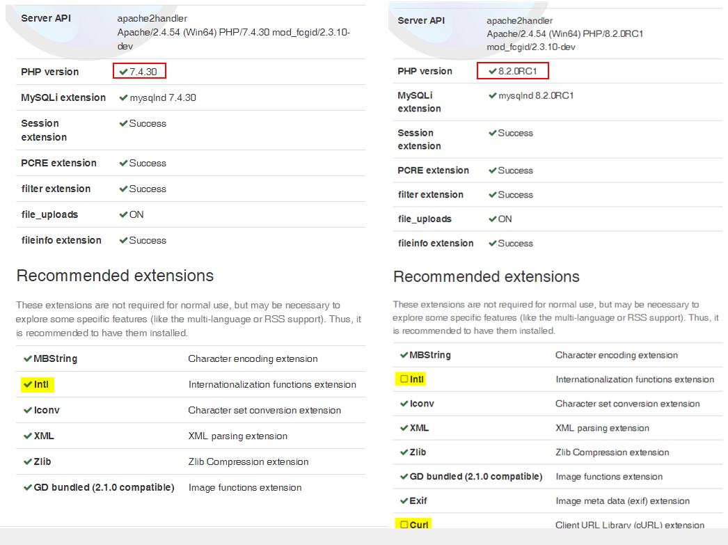 PHP 8.2.0 RC Installation: XOOPS doesn't show Intl and Curl extensions · Issue #1260 · XOOPS ...