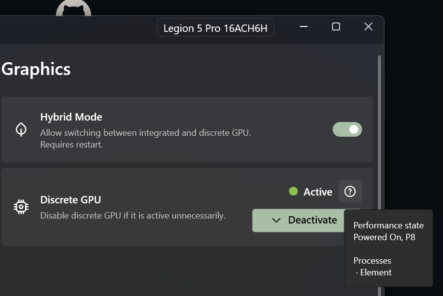 Element Desktop App Keeps Activating The Dedicated Gpu On Legion 5 Pro 2021 · Issue 24345