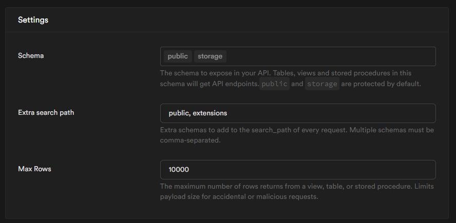 Max rows in API Settings doesn't working · Issue #4544 · supabase/supabase · GitHub