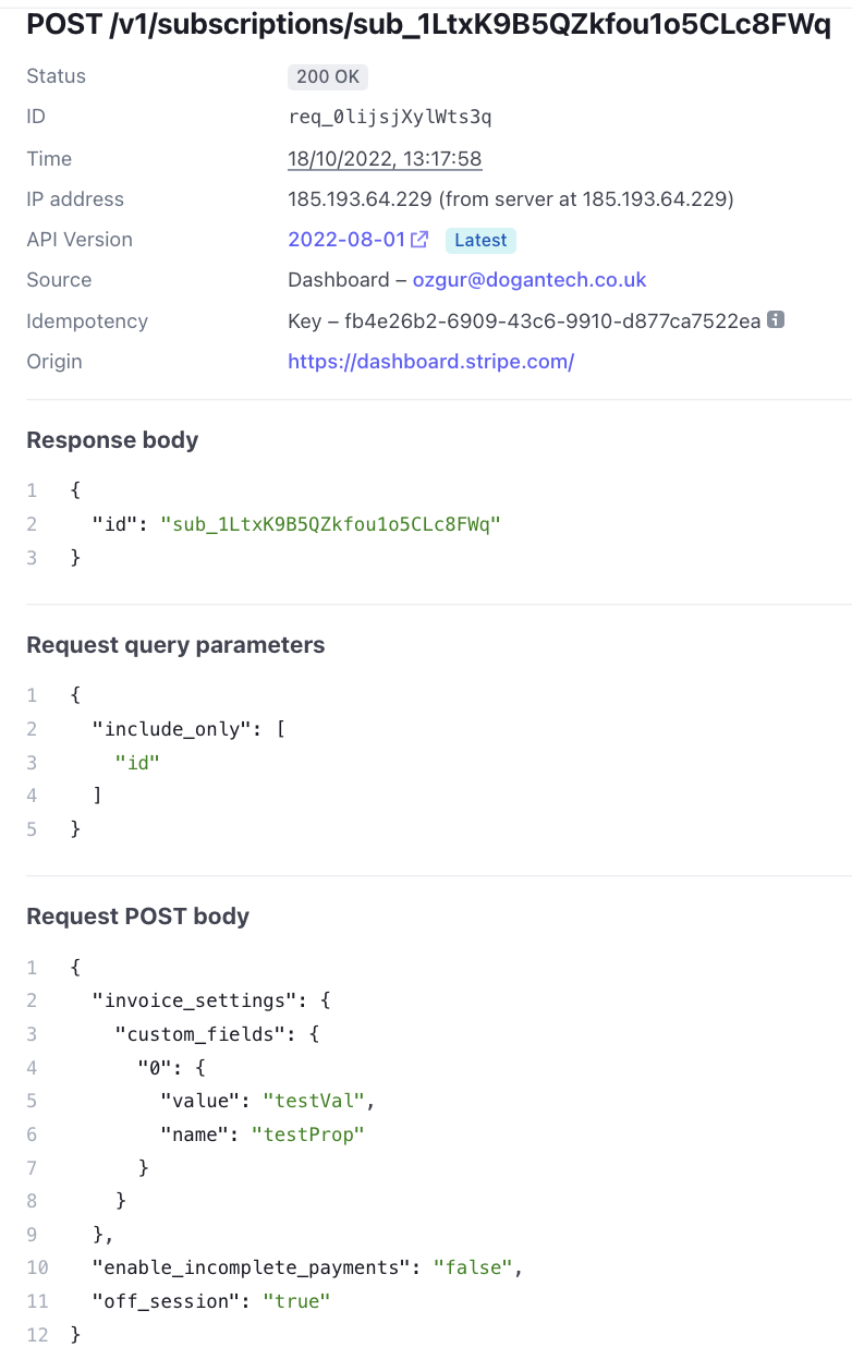 Subscription Custom Invoice Field missing on the API · Issue #1586 · stripe/stripe-node · GitHub