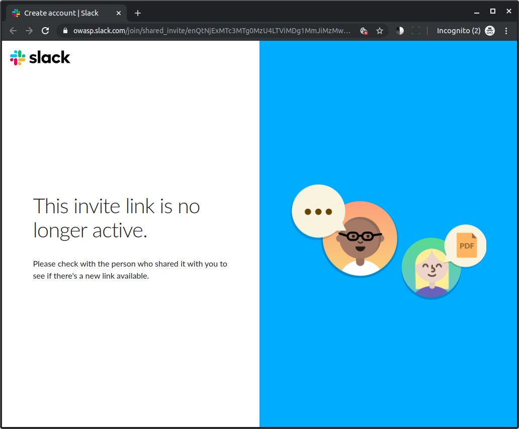 Slack invite link is no longer active · Issue #1636 · DefectDojo/django ...