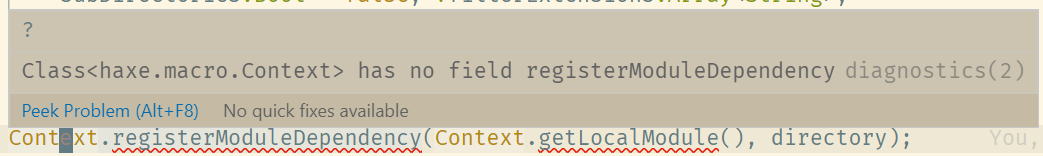 [display] "Context has no field" errors in @diagnostics · Issue #6000 · HaxeFoundation/haxe · GitHub
