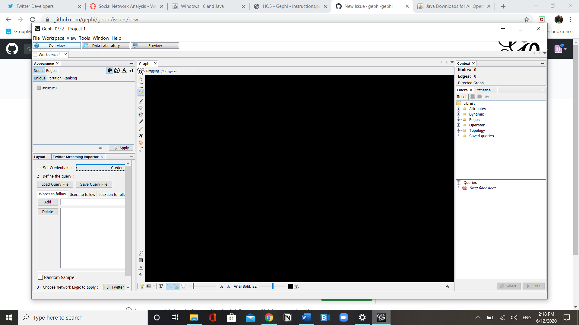 Gephi's Data viewing screen is completely black and doesn't seem to be working? · Issue #2196 ...