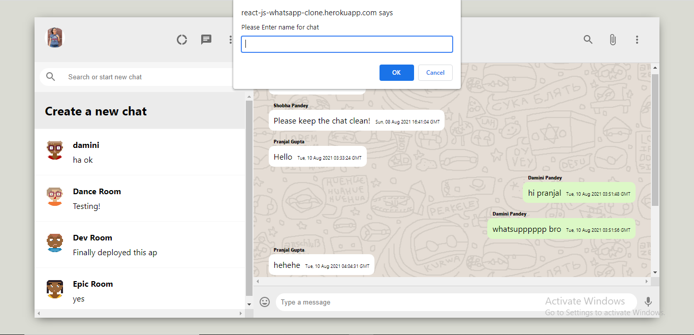 Github Daminipandeyreact Whatsapp Clone This Is A Clone Of Whatsapp Web Made Using Reactjs