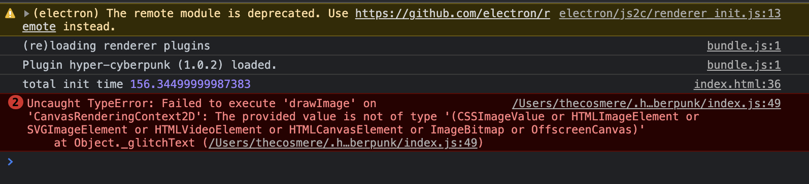 Cyperpunk Theme Plugin Load Error · Issue #5438 · vercel/hyper · GitHub