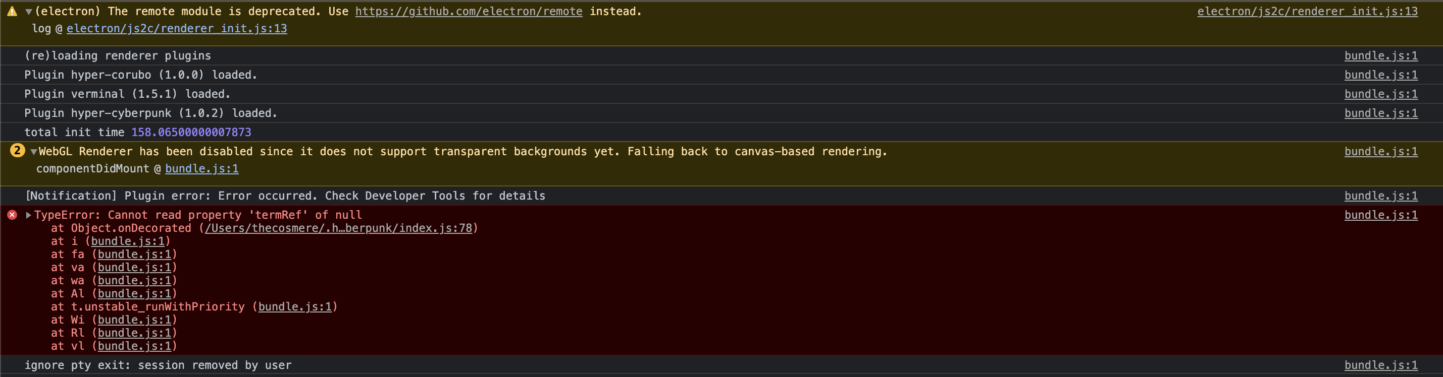 Cyperpunk Theme Plugin Load Error · Issue #5438 · vercel/hyper · GitHub