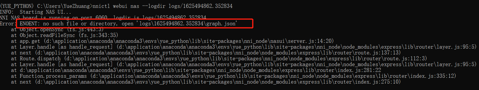 no such file or directory, open 'logs\1625494862.352834\graph.json ...