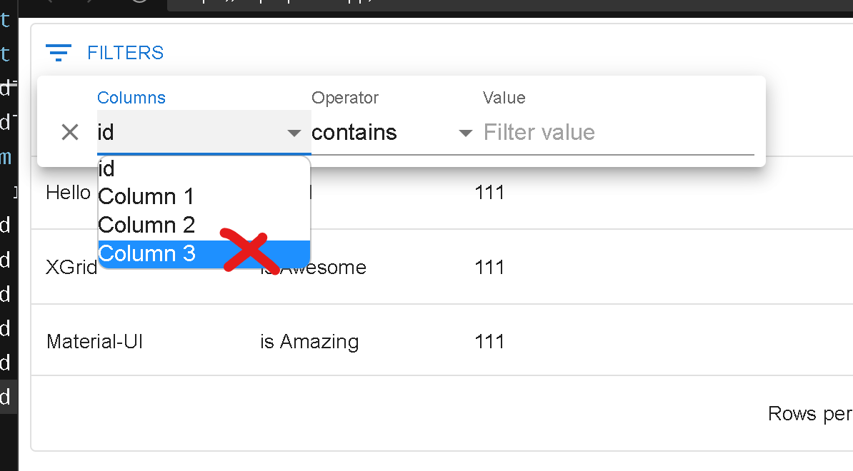 [DataGrid] Can I change the options in filter column? · Issue #5553 · mui/mui-x · GitHub