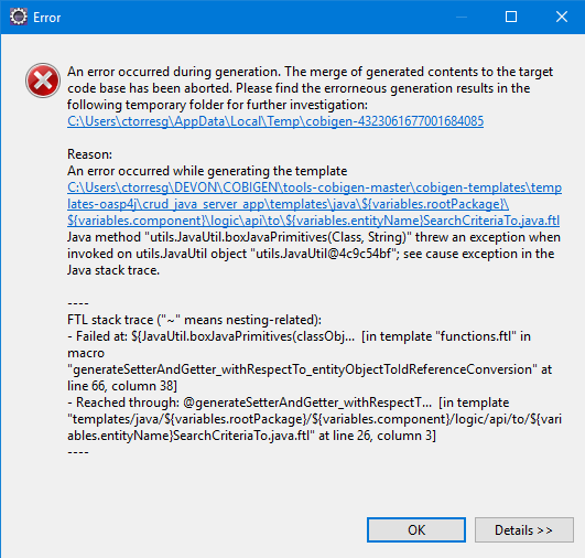 Unexpected error occurs when trying to generate TO's with Cobigen · Issue #483 · devonfw/cobigen ...