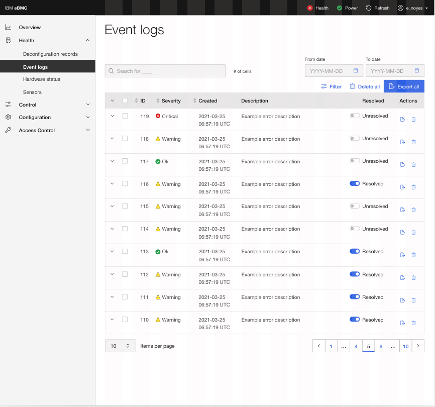 Gui Fed Add Export Delete All Logs Buttons On Event Logs · Issue 3203 · Ibm Openbmc Dev