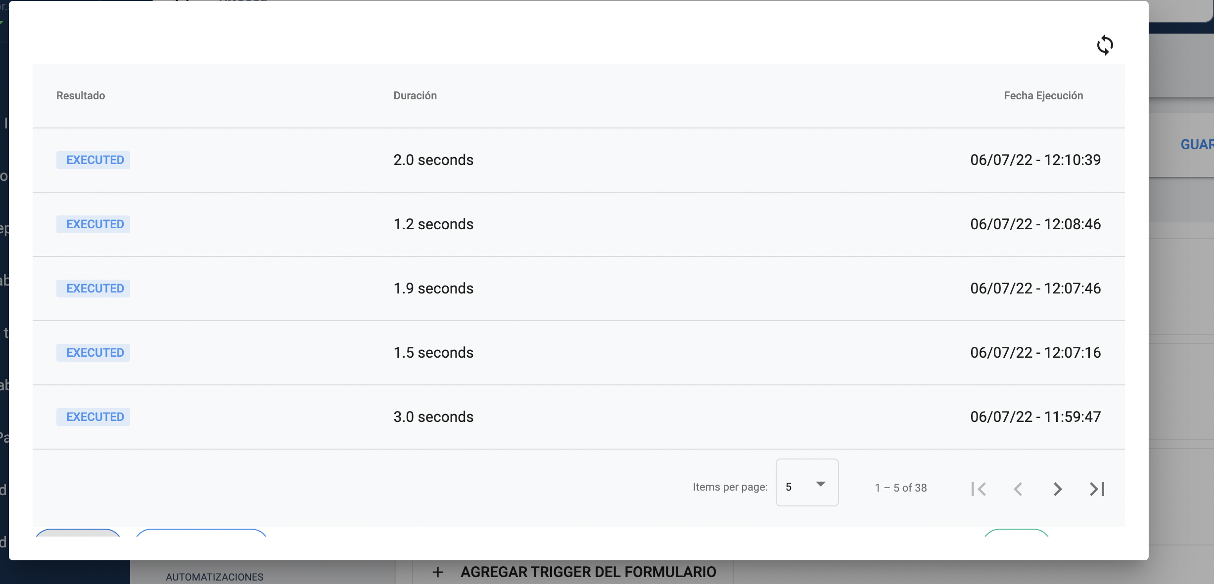 Bug report: Queda pegado el listado de item por página en los logs de un surveytrigger (dentro ...