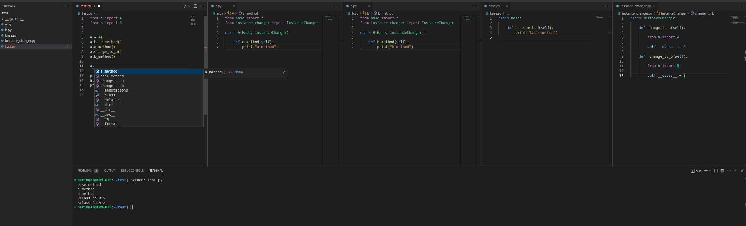 Pylance doesn't show correct list of an object methods after class change · Issue #3949 ...