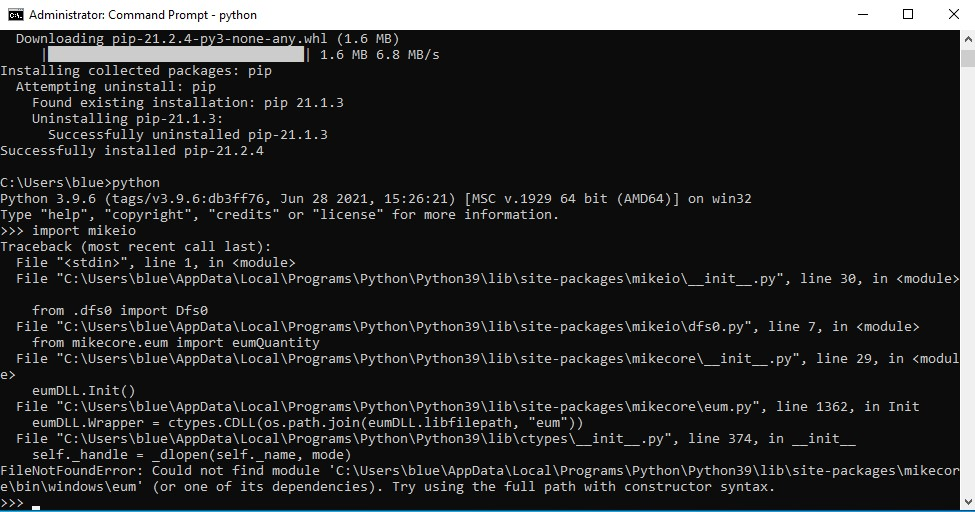 Could not find module eum · Issue #229 · DHI/mikeio · GitHub