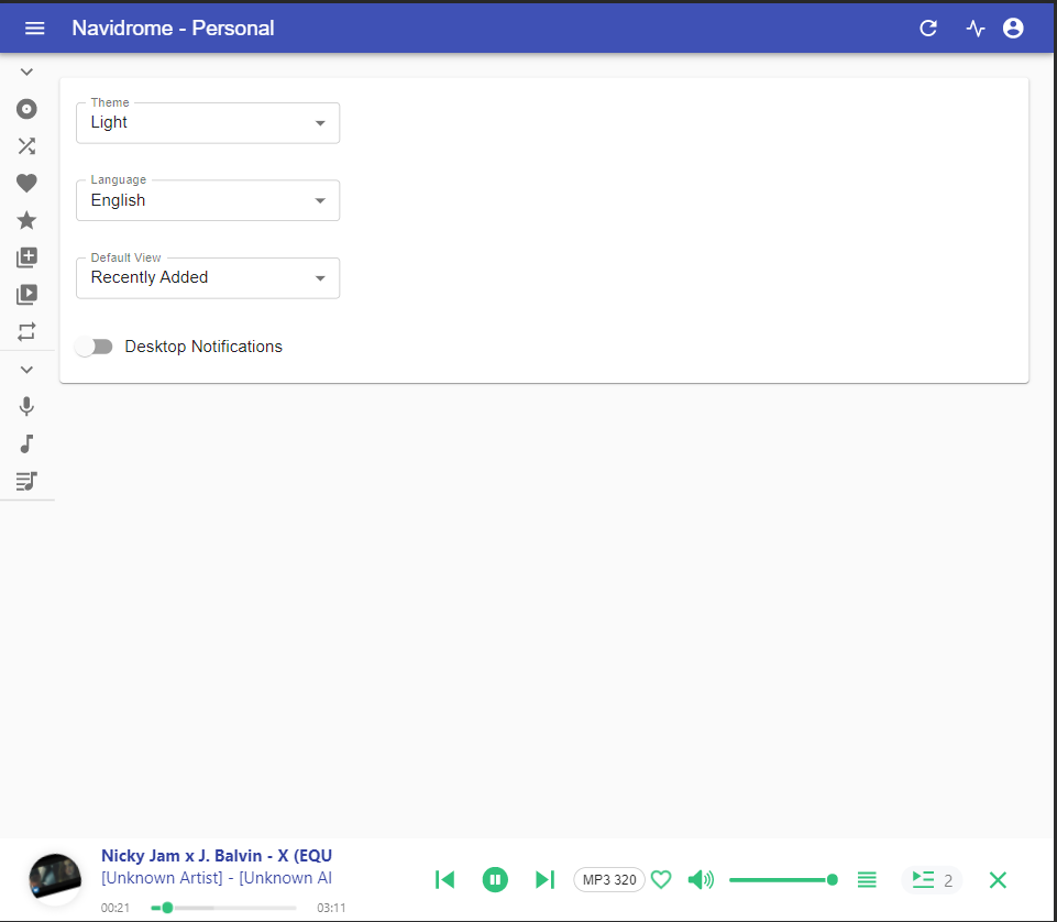 Menu icon on the navbar positioning with the sidebar icons · Issue #1026 · navidrome/navidrome ...