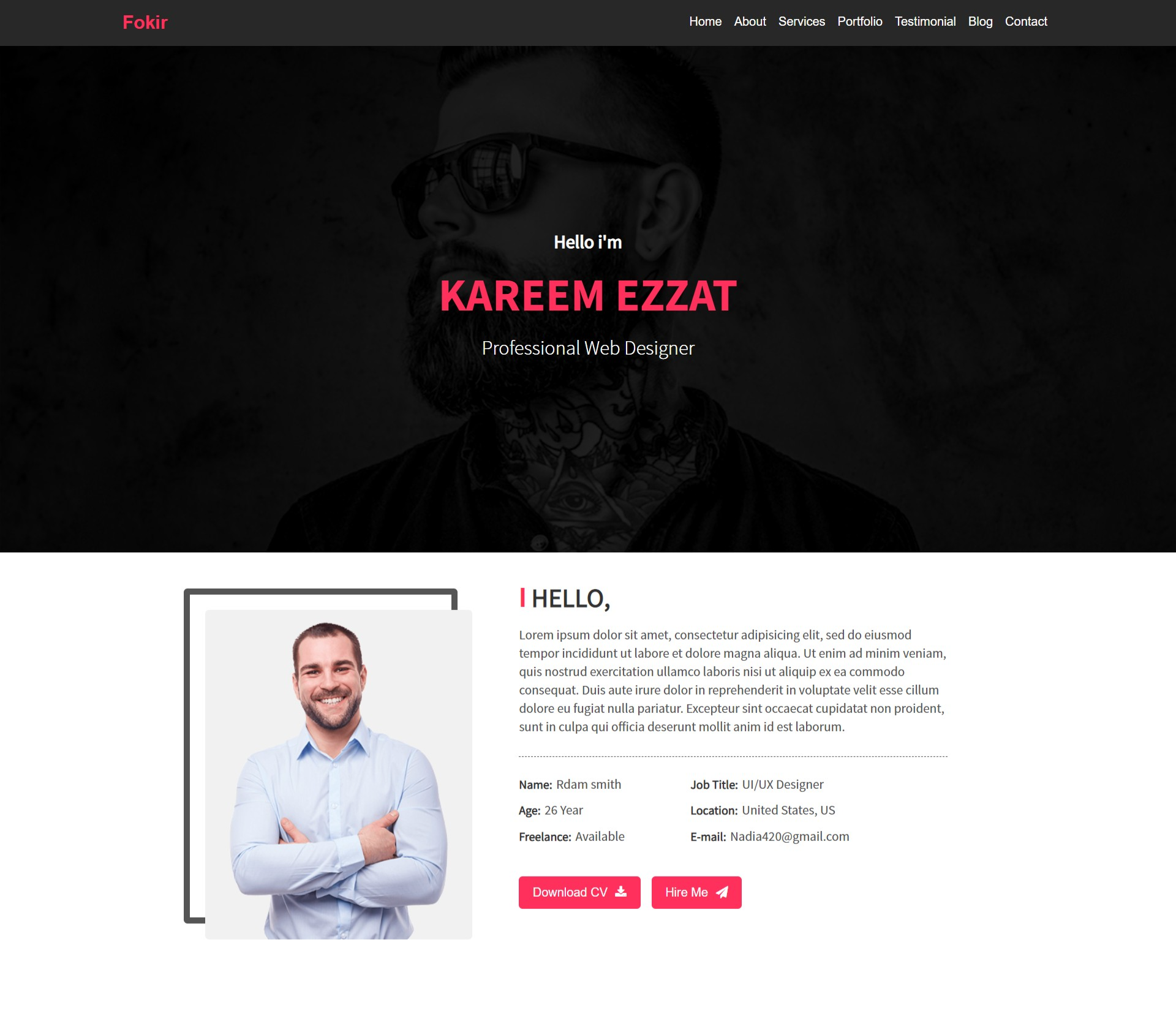 GitHub - KareemE125/Fokir-Profile: A Profile Website (Responsive & Animation)