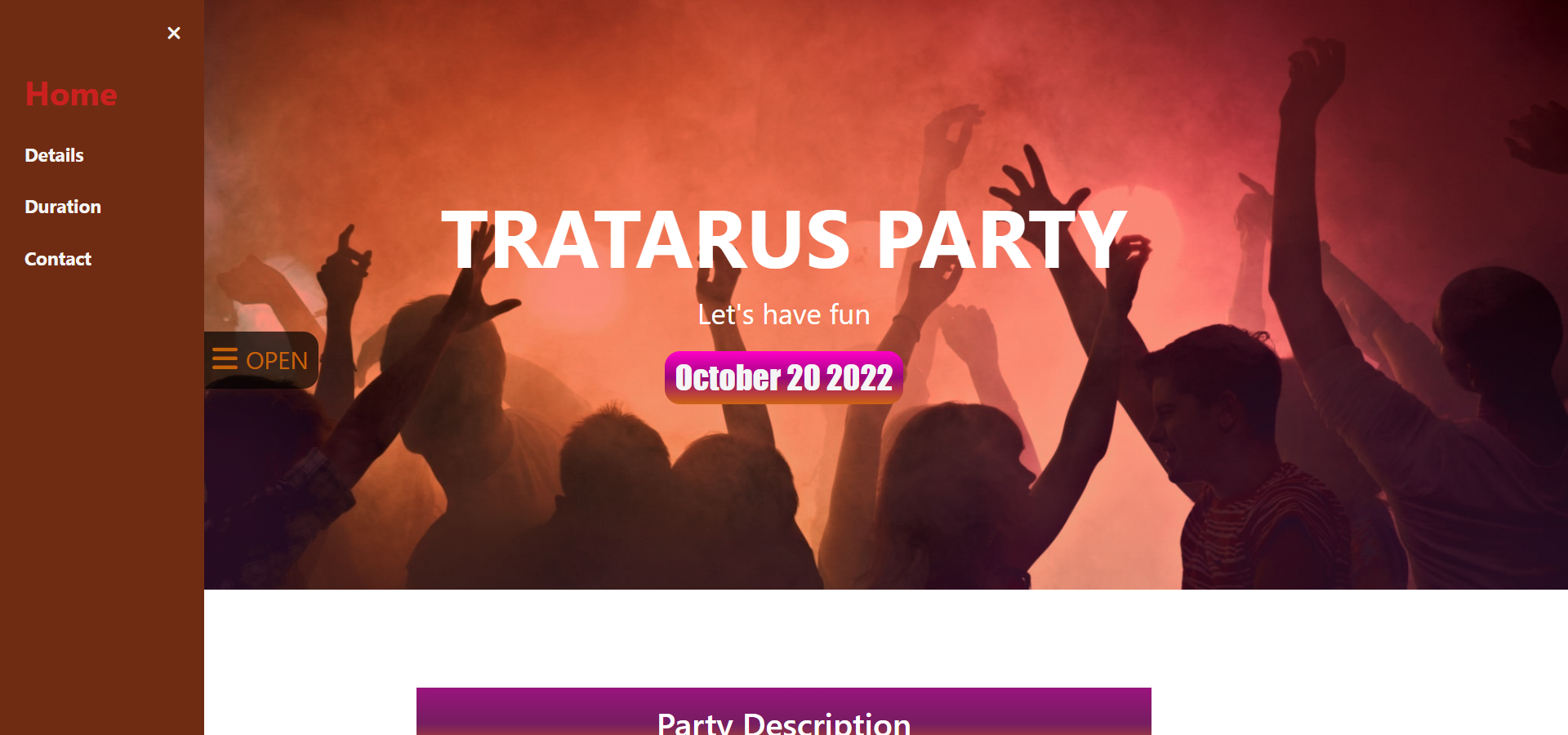 GitHub - KareemE125/TRATARUS-PARTY: It is a website for a party announcement, Developed using ...